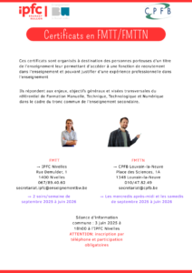 Certificats en FMTT et FMTTN - CPFB
